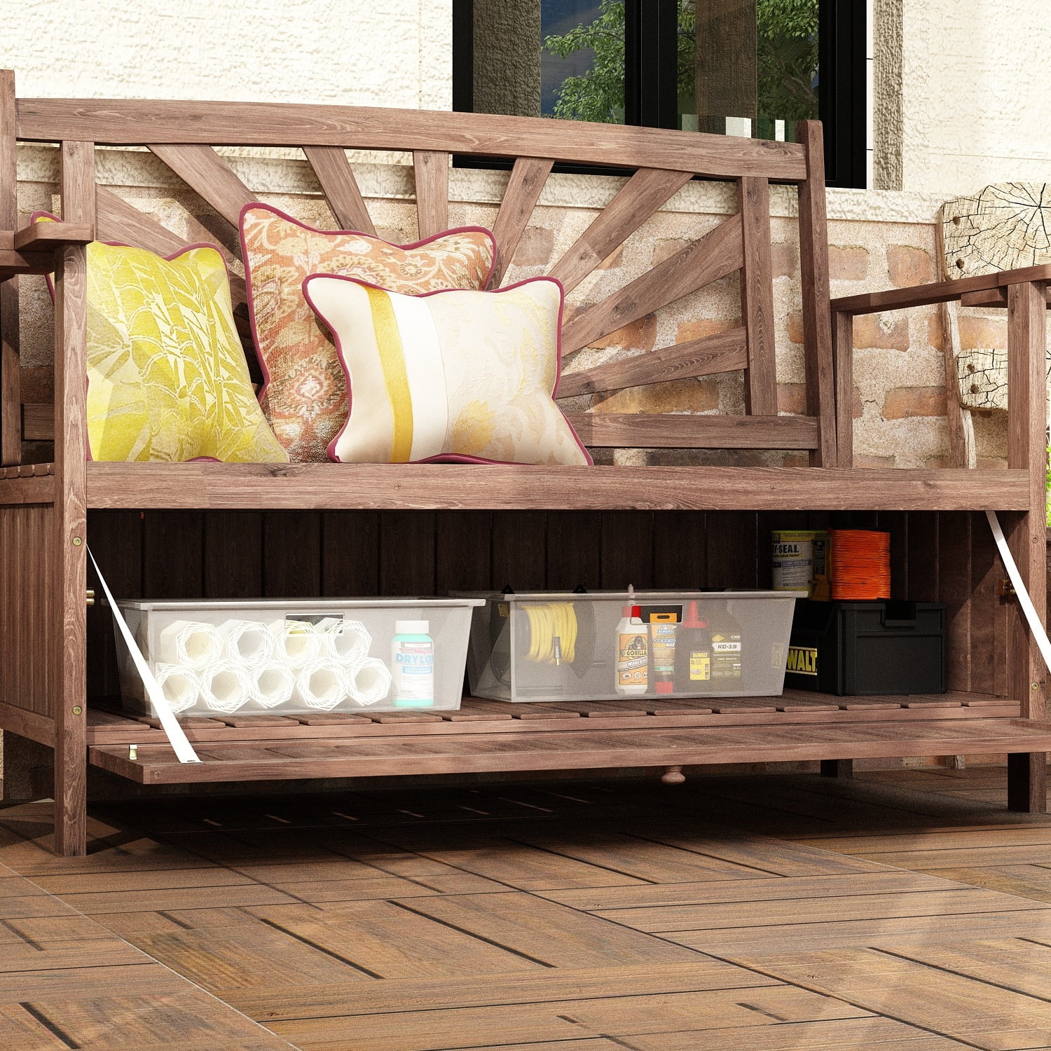 Storage Bench Deck Box for Patio Furniture Decor Outdoor Seating ...