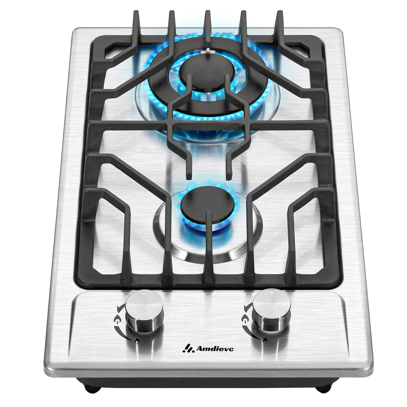 2 Burner Gas Cooktop 12 Inch, Built-in Gas Stove Top Electronic ...