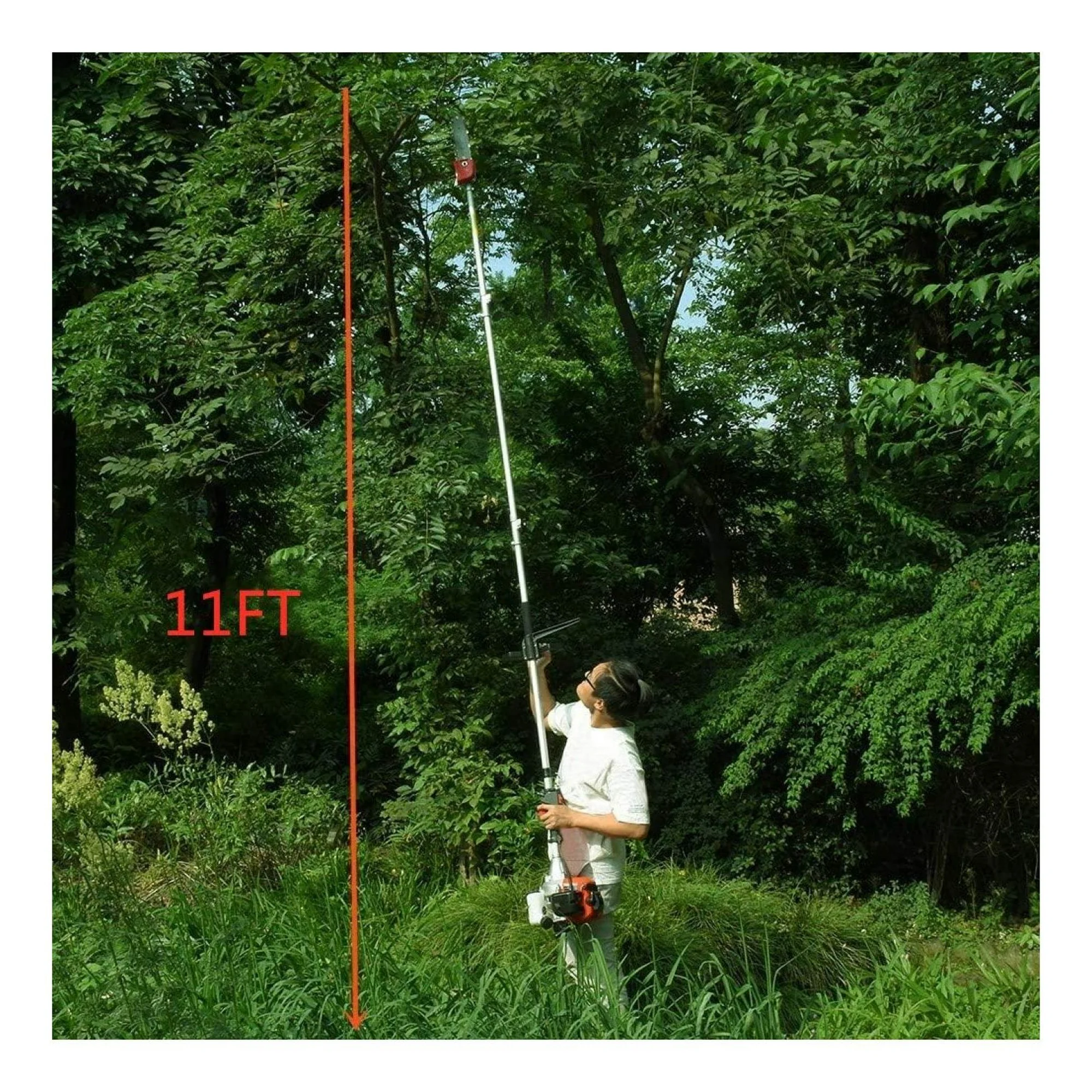 Pole Saw, 16-Foot Cordless Gas Pole Chainsaw, 42.7CC 2 Stroke Gas Tree ...