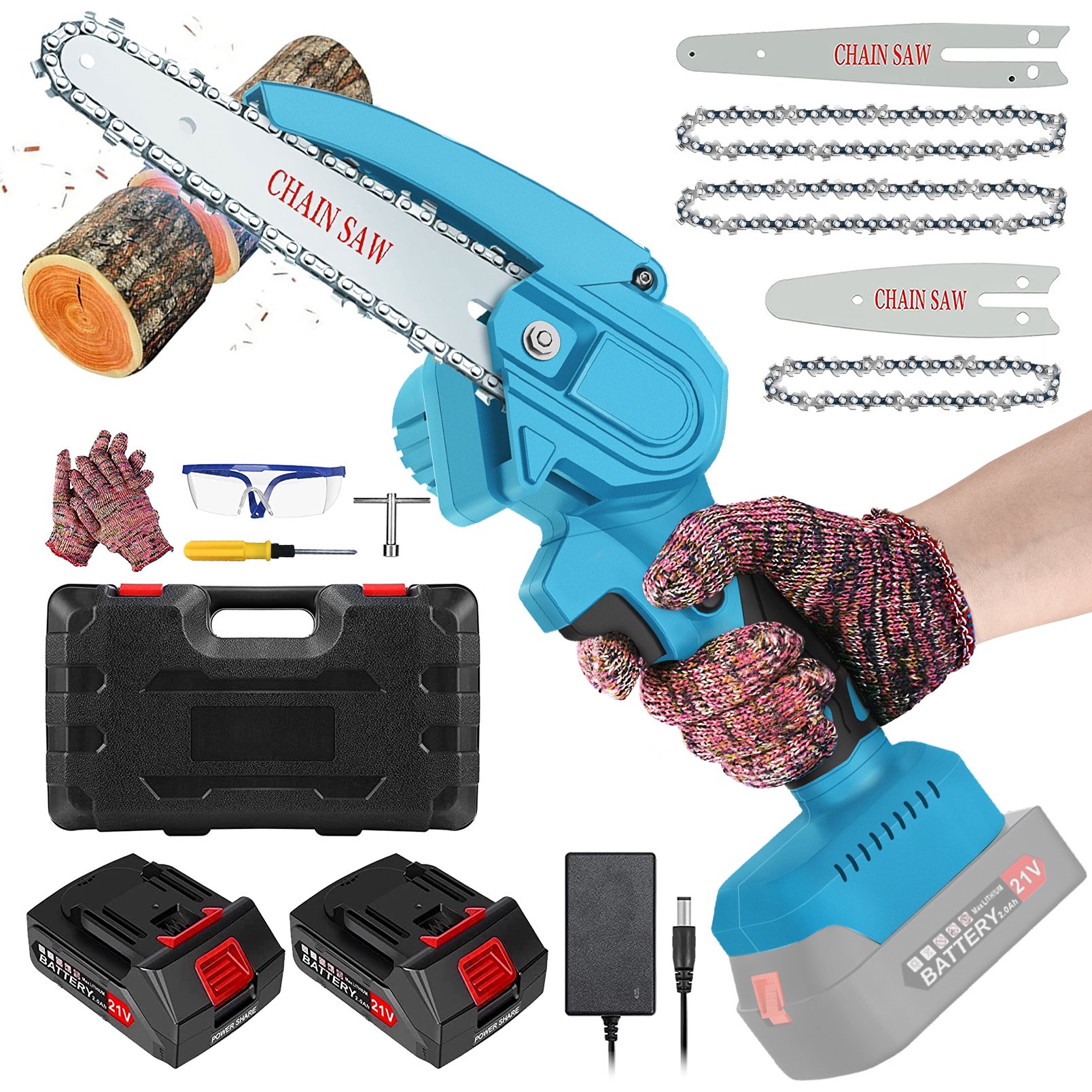 Mini Chainsaw Cordless 6 inch 4 inch with 2 Battery, Portable ...