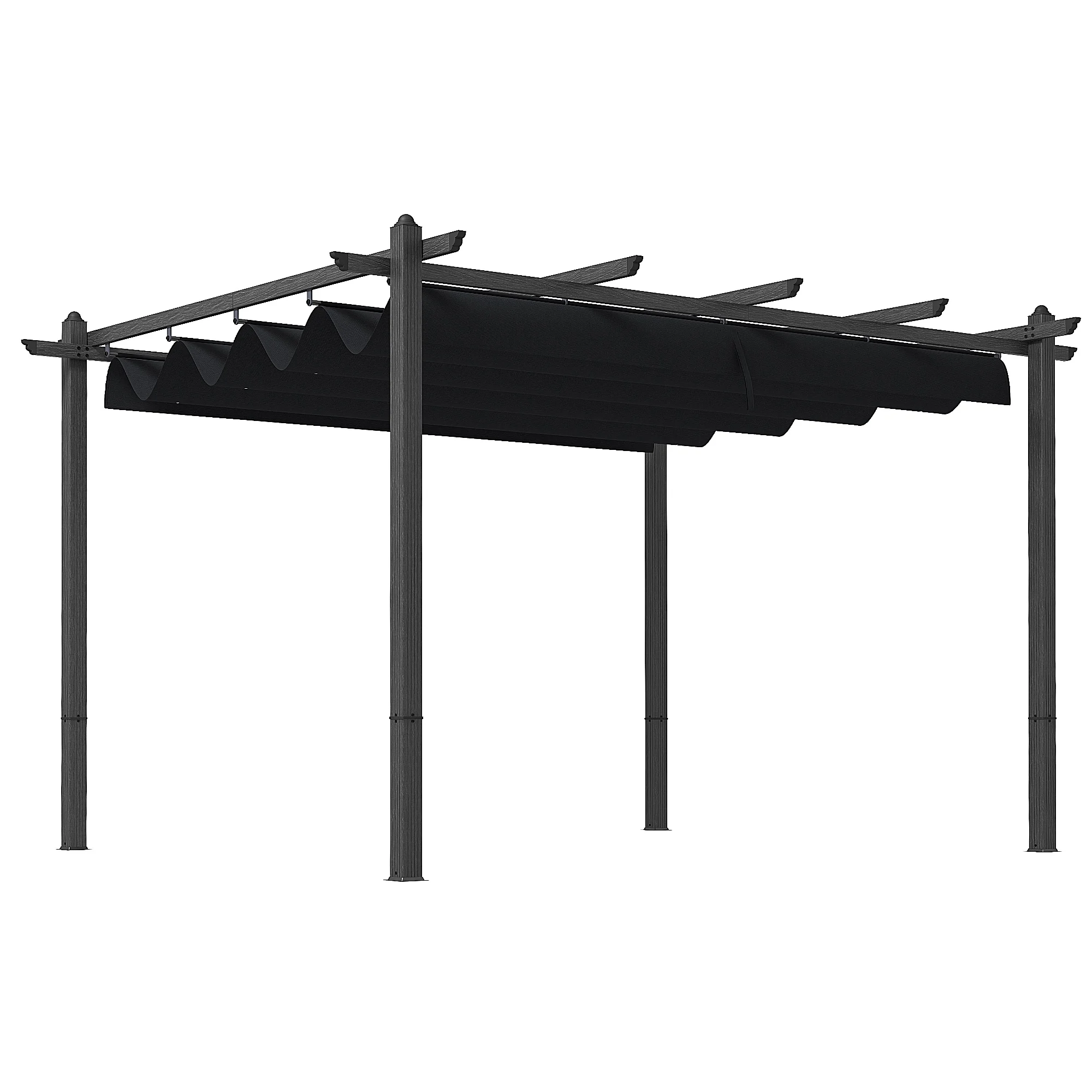 CoSoTower 10' X 12' Retractable Pergola Canopy, Wood Grain Aluminum ...