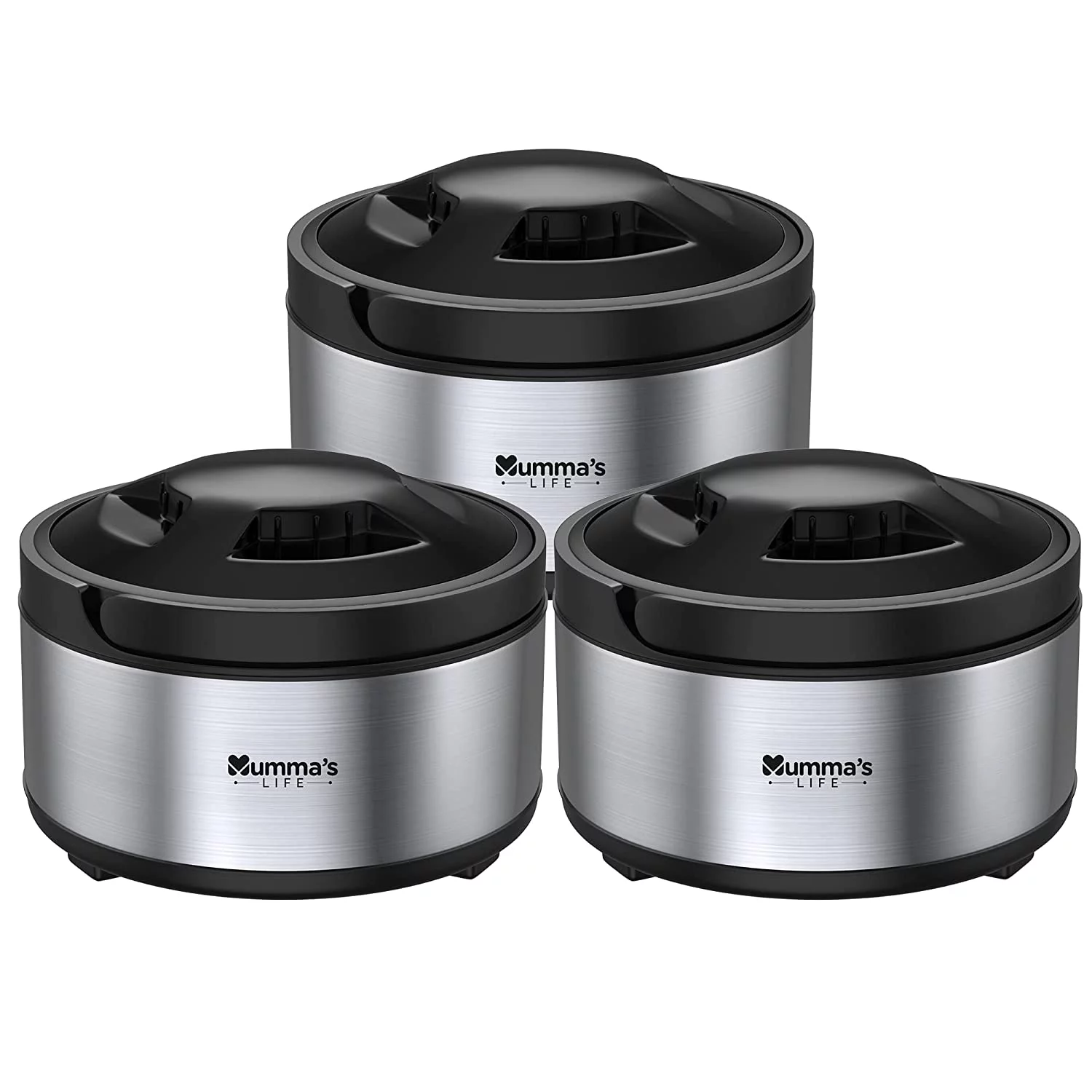 MummaS Life All Season Stainless Steel Casserole, Set of 3Pcs (4500ML X ...