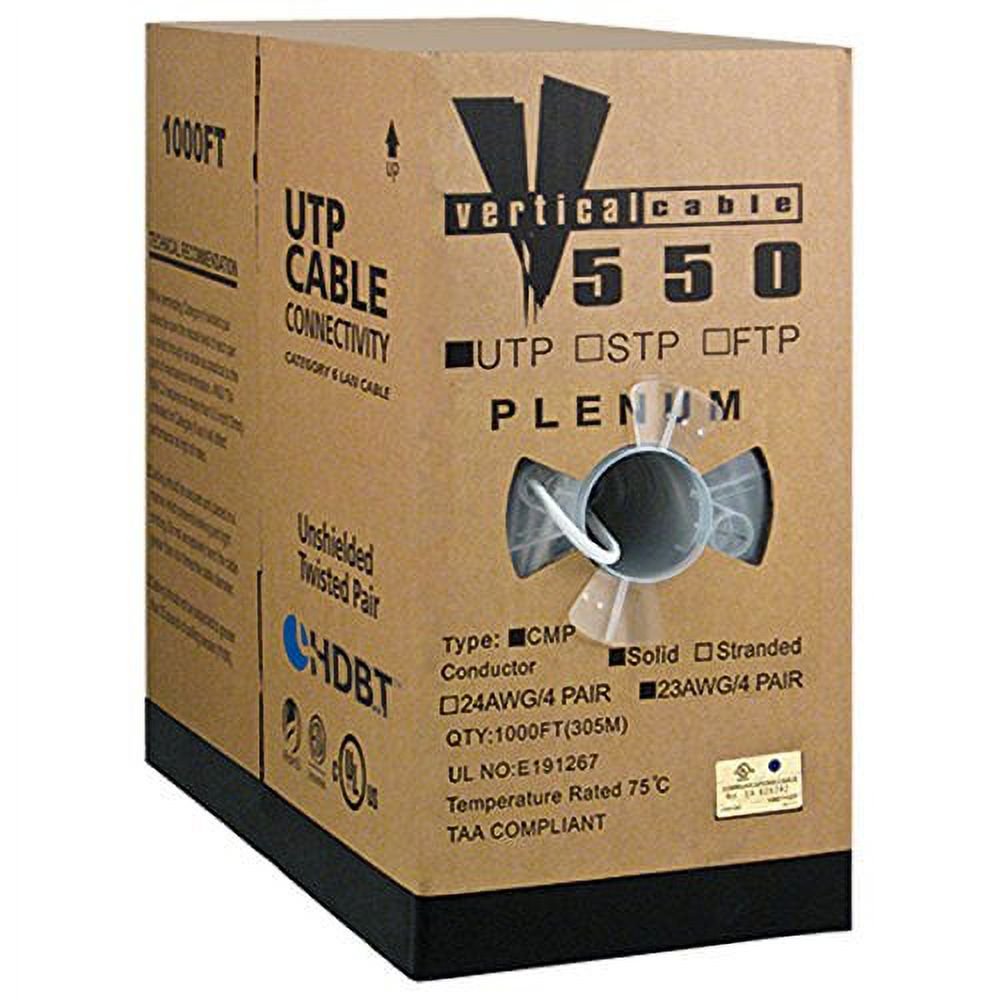 Vertical Cable Cat6, Utp, 23Awg, 8C Solid Bare Copper, Plenum, 1000Ft ...