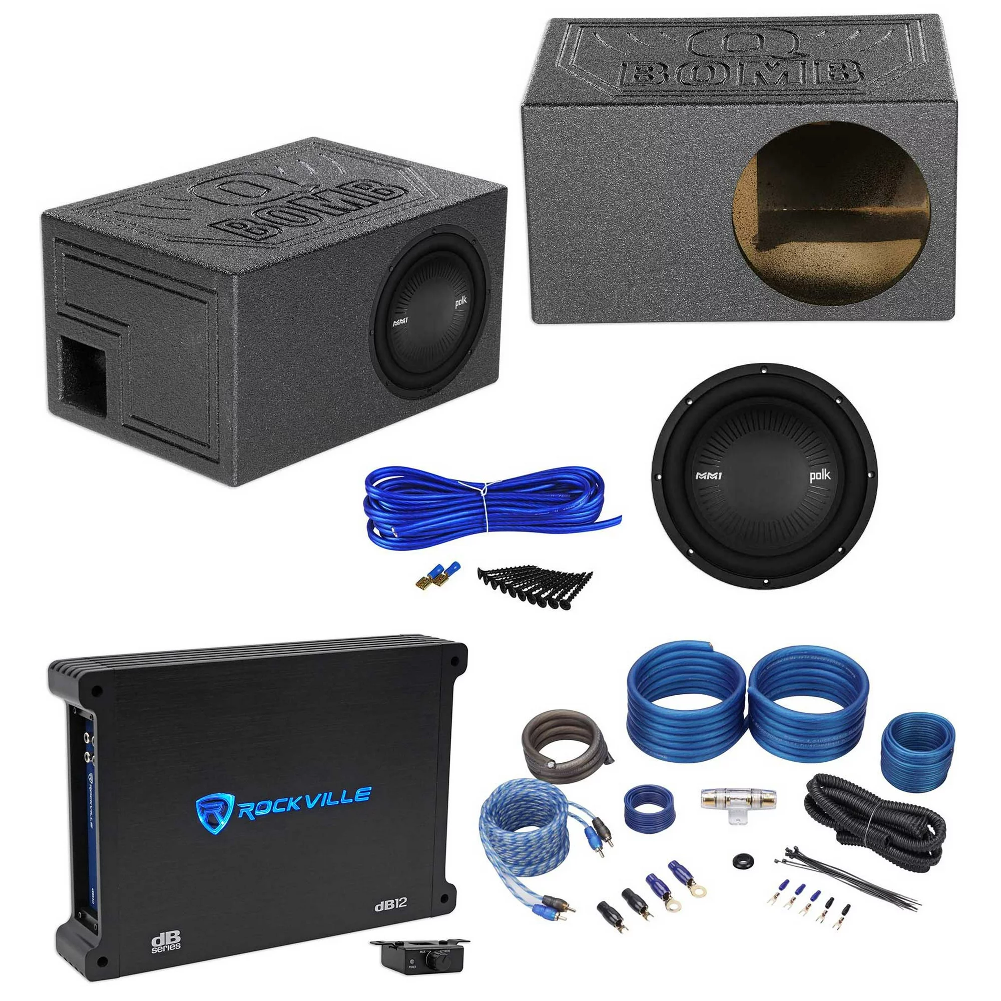 Polk Audio MM1042DVC 10 1200w Subwoofer+Vented Sub Box+Mono Amplifier ...