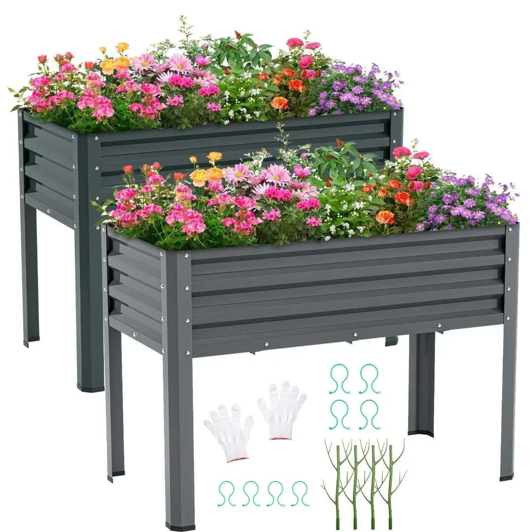 Docred Raised Garden Bed with Legs,48x24x32in Reinforced Elevated Metal ...