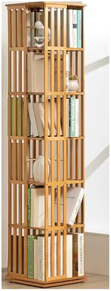 360 Rotating Bookshelf Vertical Bookshelf Tower Solid Wood Bookshelf ...