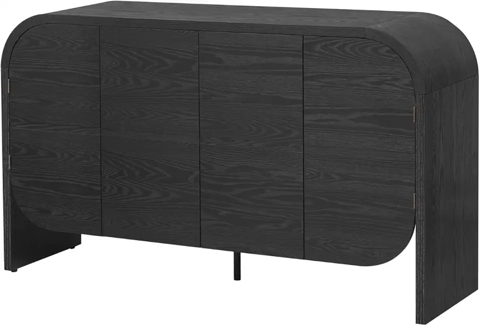 Retro Buffet Cabinet with Adjustable Shelves, Rounded Corners, and No ...
