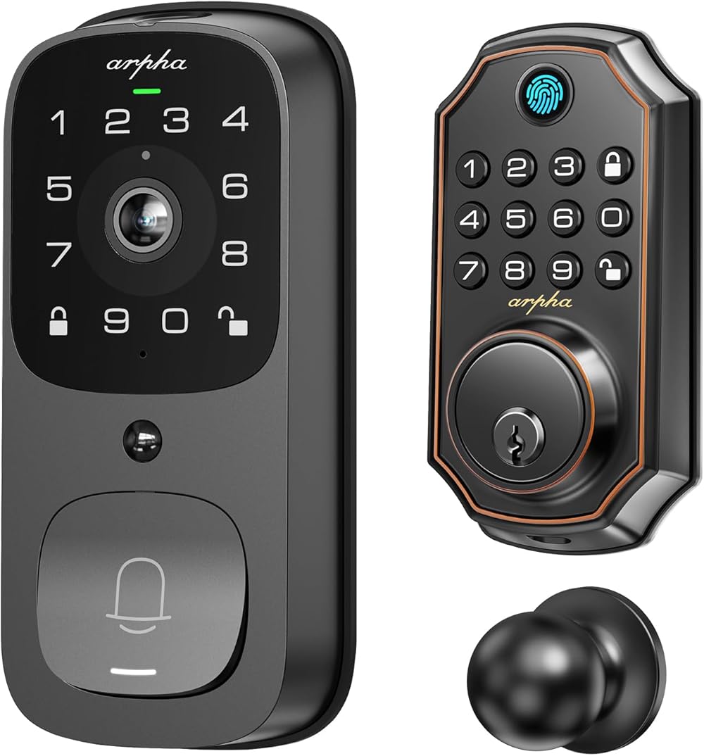 WiFi Smart Door Lock with Camera, 5-in-1 Fingerprint Keyless Entry Door ...