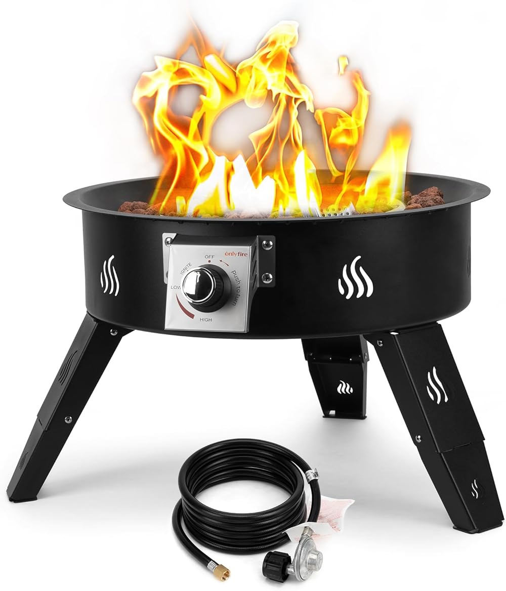 Onlyfire Outdoor Propane Fire Pit 19", Height Adjustable Gas Fire Bowl ...