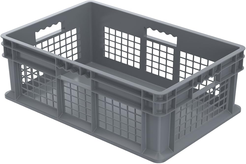 Akro-Mils 37678 Plastic Straight Wall Container Tote with Mesh Sides ...