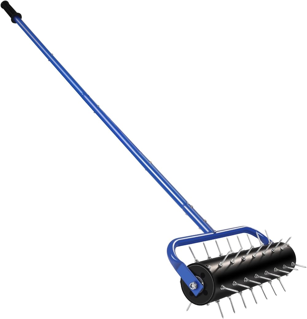21" Rolling Lawn Aerator, 75" Long Handle with Quick Clip Connections ...