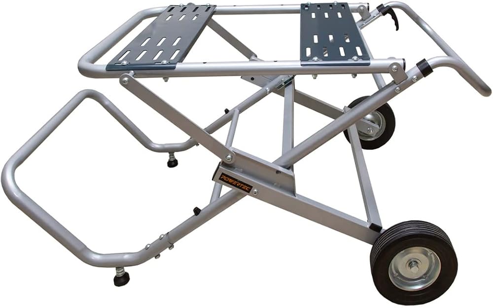 POWERTEC Table Saw Stand with 8-Inch Jobsite Wheels, Upright Folding ...