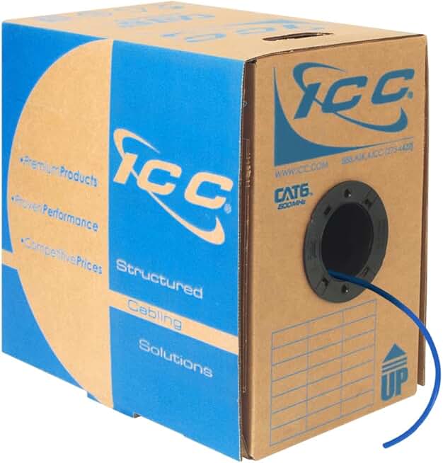 ICC Cat6 Plenum 1000ft - UTP 23AWG, 100% Solid Pure Copper, Unshielded ...