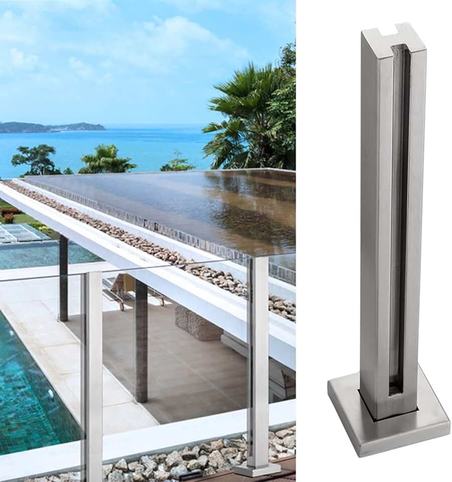 Glass Panel Fencing Railing Post System Silver Glass Railing Post ...