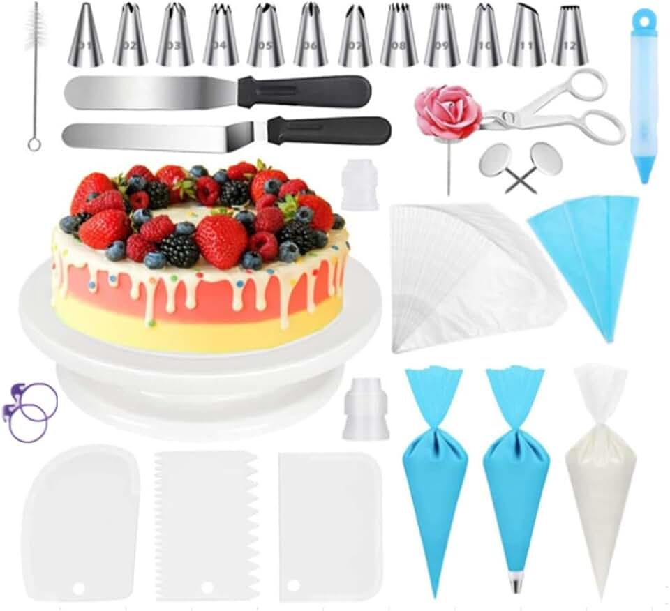 79 Piece Cake Baking Tool Set Cake Turntable Set Combination Flower ...