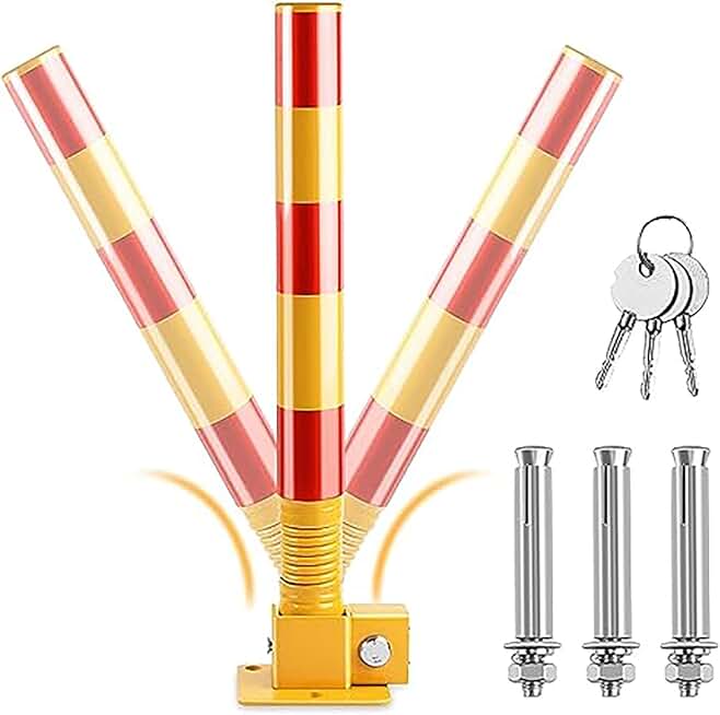 Parking Post and Base with Lock, Parking Guardrails, Driveway Garage ...