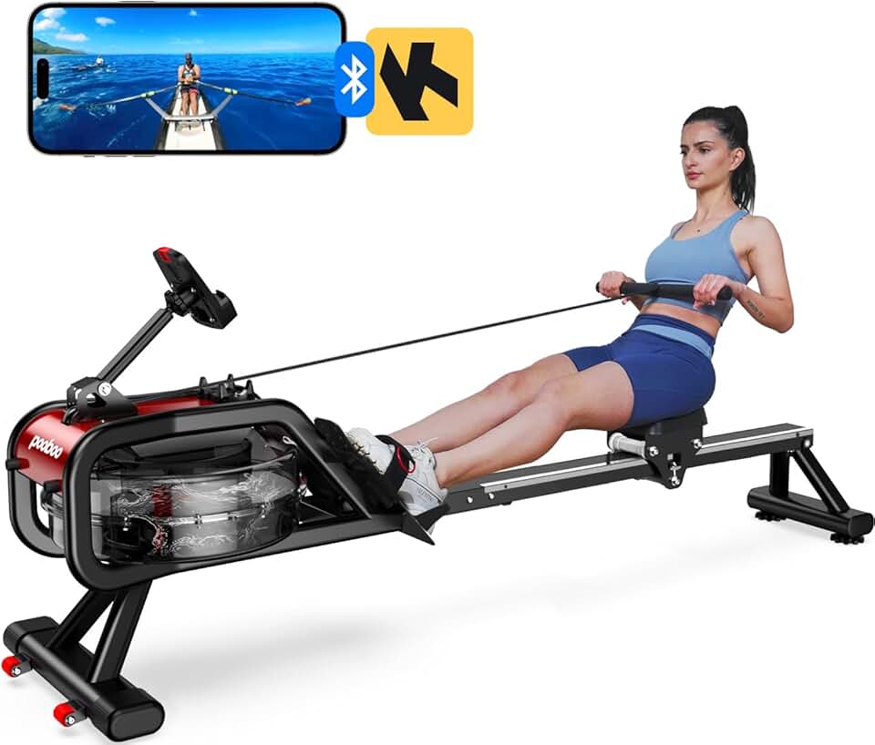 pooboo rowing machine, Max 350 LBS Magnetic Rower with LCD Monitor ...