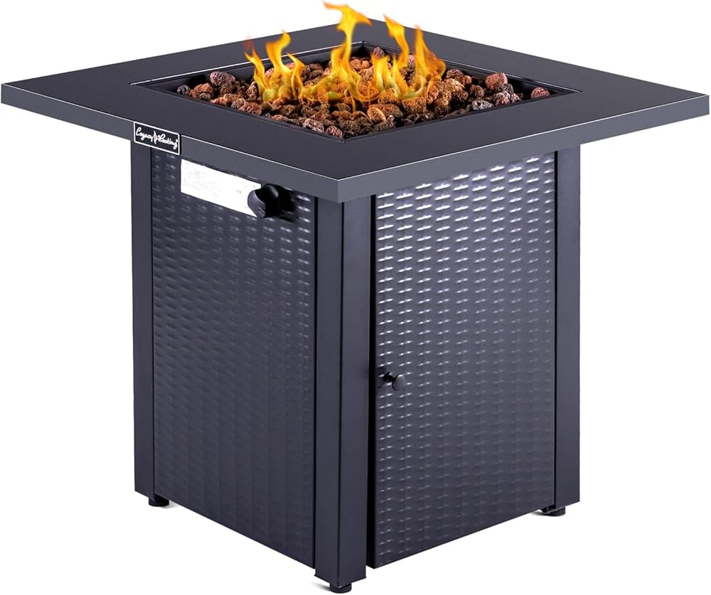 28in Propane Fire Pit Table, 50,000BTU Outdoor Gas Fire Pit, 2 in 1 ...
