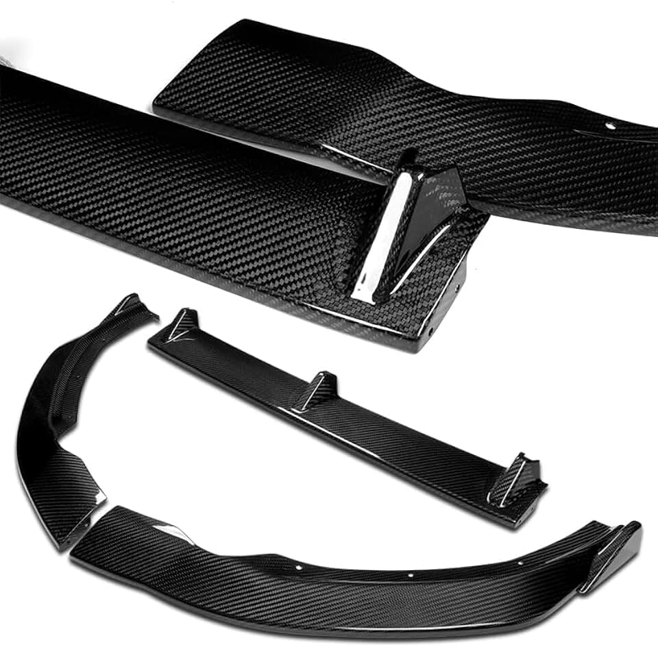 HYPERSPEED Real Carbon Fiber Front Bumper Spoiler Lip 3PCS STP-Style ...