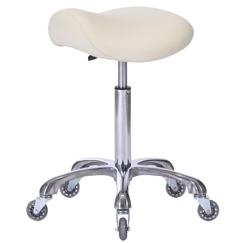 FRNIAMC Professional Saddle Stool with Wheels Ergonomic Swivel Rolling ...
