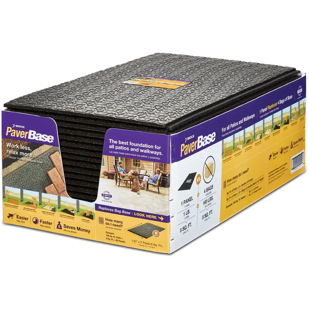 Brock 20 in. x 36 in. Black Polypropylene Paver Base Panel (20-Case)