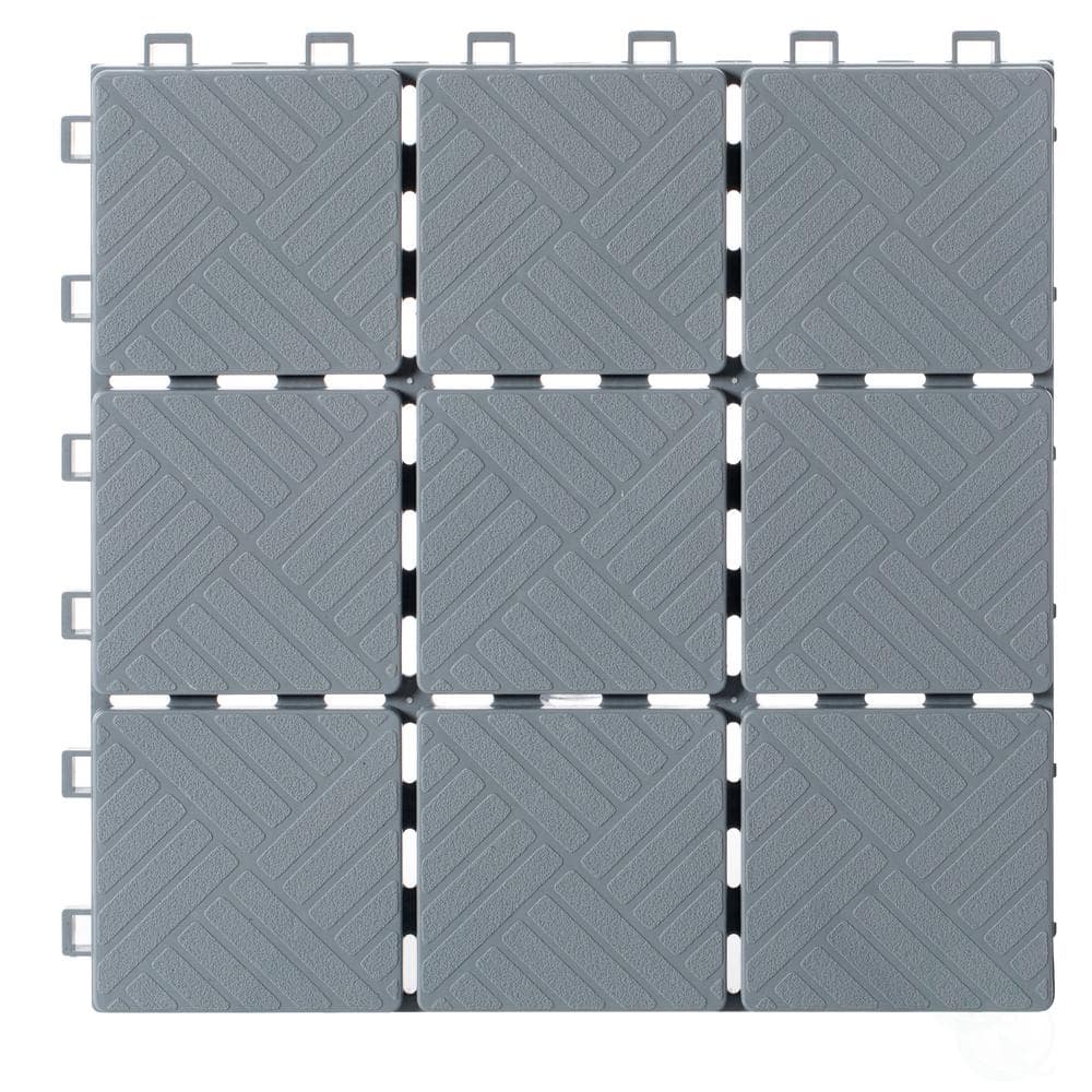 Gardenised Gray Plastic Interlocking Garden Path Tiles Outdoor Flooring ...