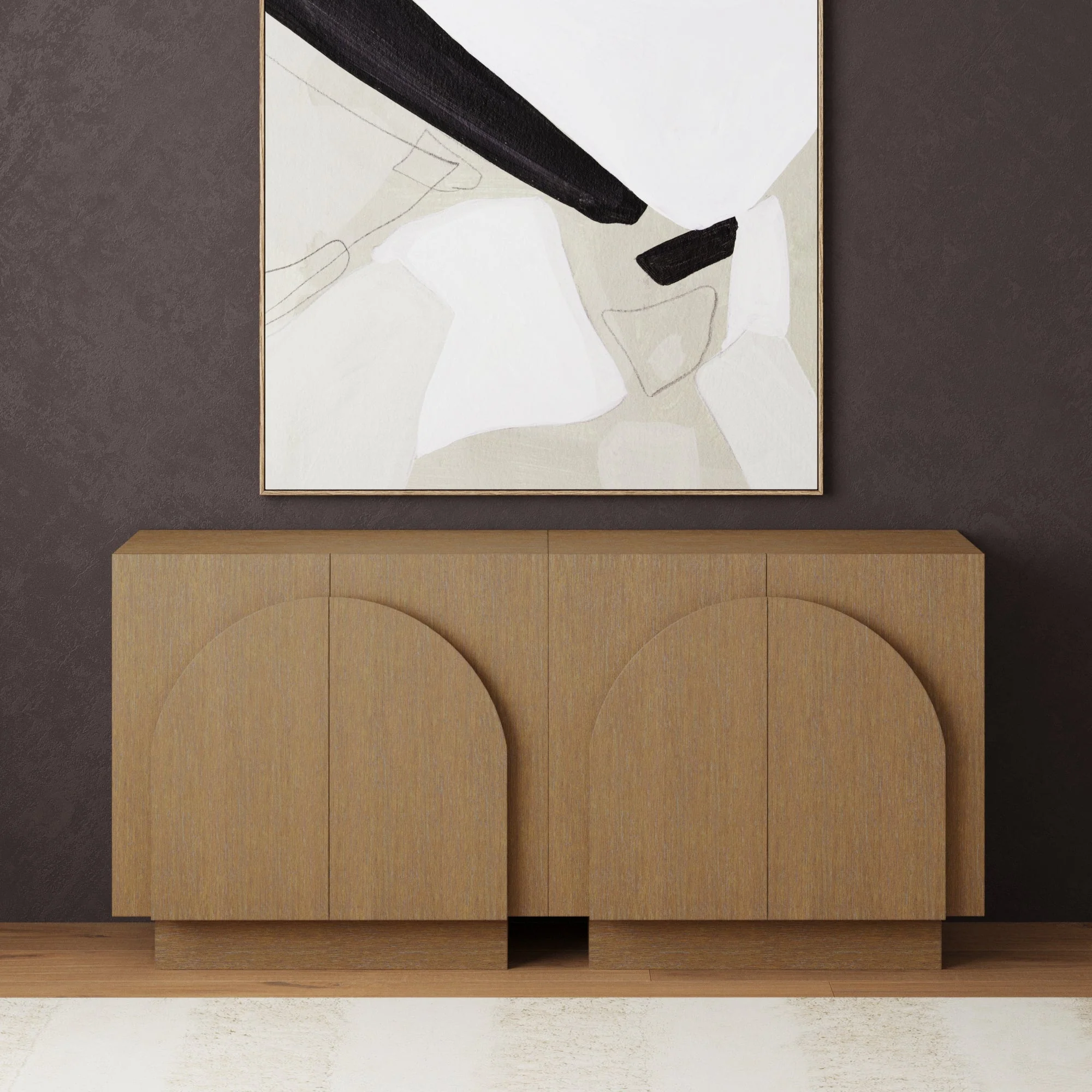 Wood Mid-Century Arched Console Table