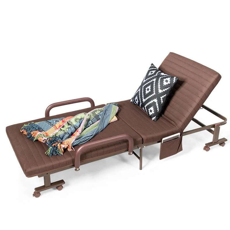 Folding Rollaway Bed with Mattress for Adult, Portable Guest Bed Frame ...