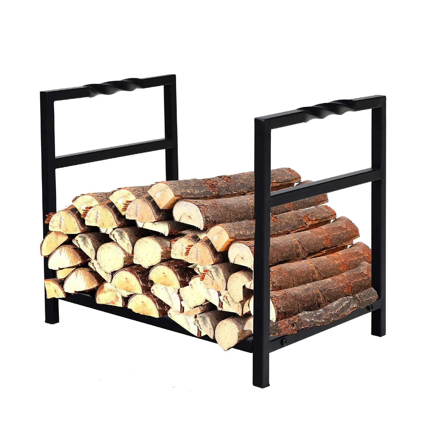 PHI VILLA 16 Inch Small Decorative Indoor/Outdoor Firewood Racks Steel ...