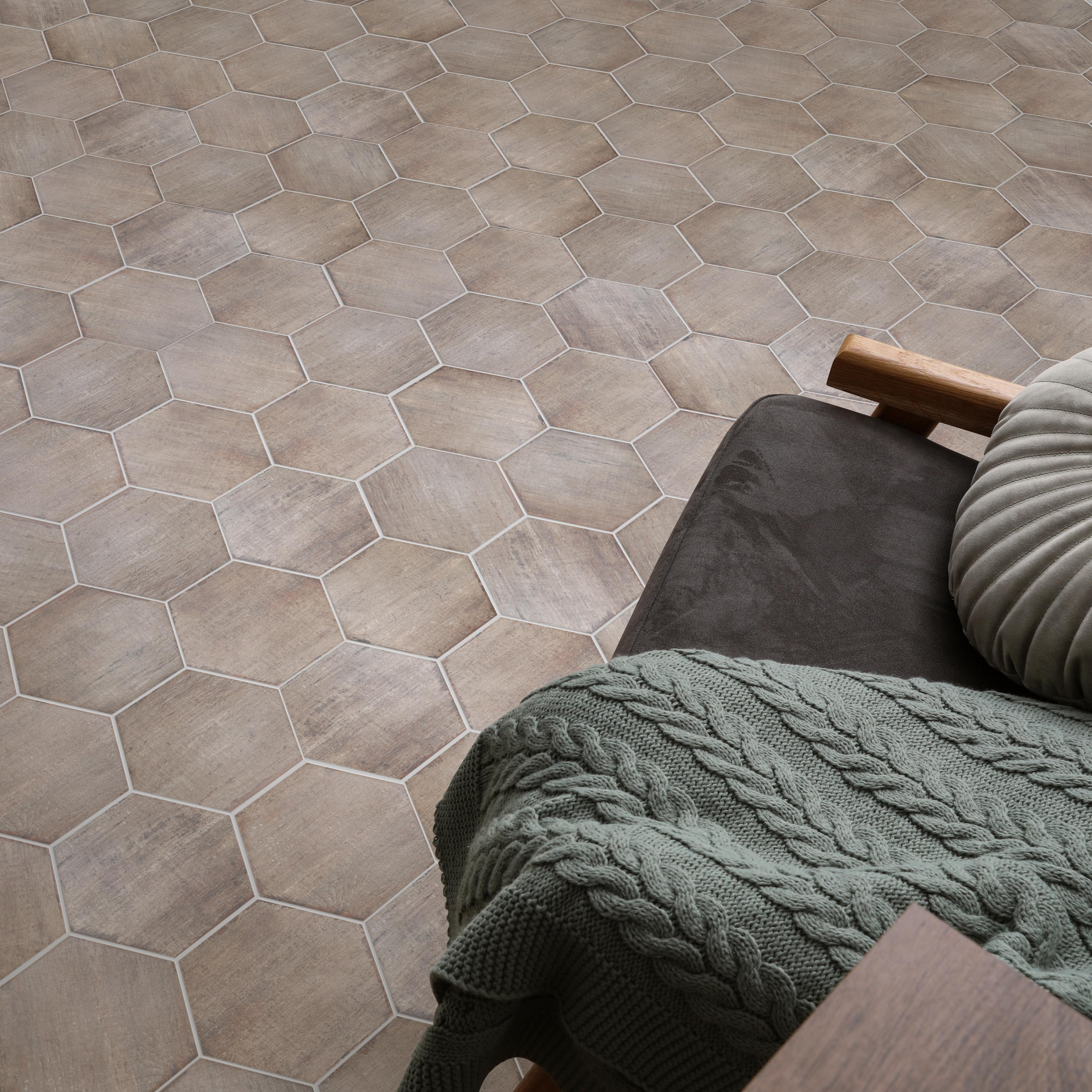 Merola Tile Retro Mini Hex Terra 7" x 8" Porcelain Floor and Wall Tile ...