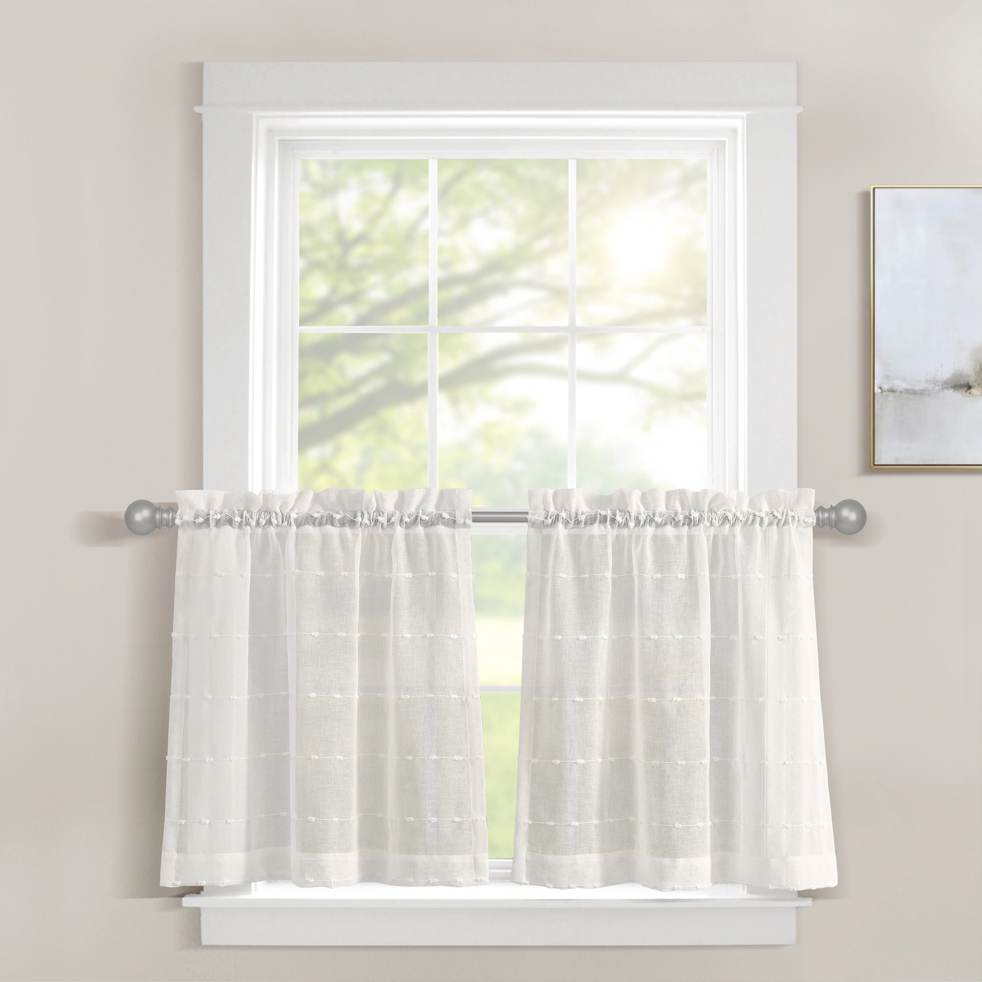 Lush Decor Farmhouse Textured Sheer Kitchen Tiers Set - Costco Arizona