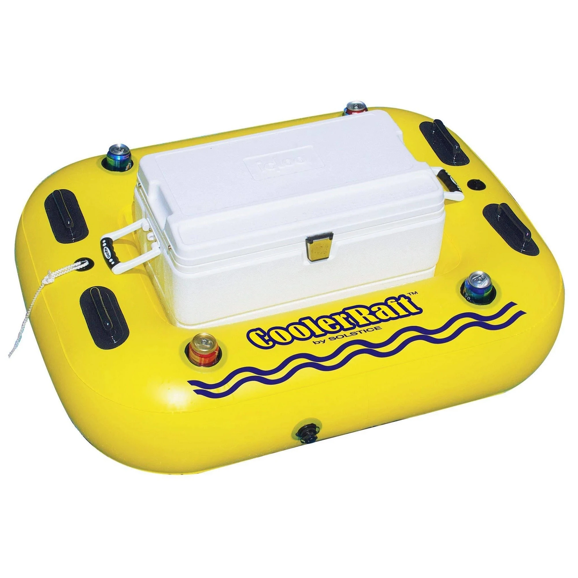 55" Inflatable Yellow and Black Swimming Pool Cooler Raft Float ...
