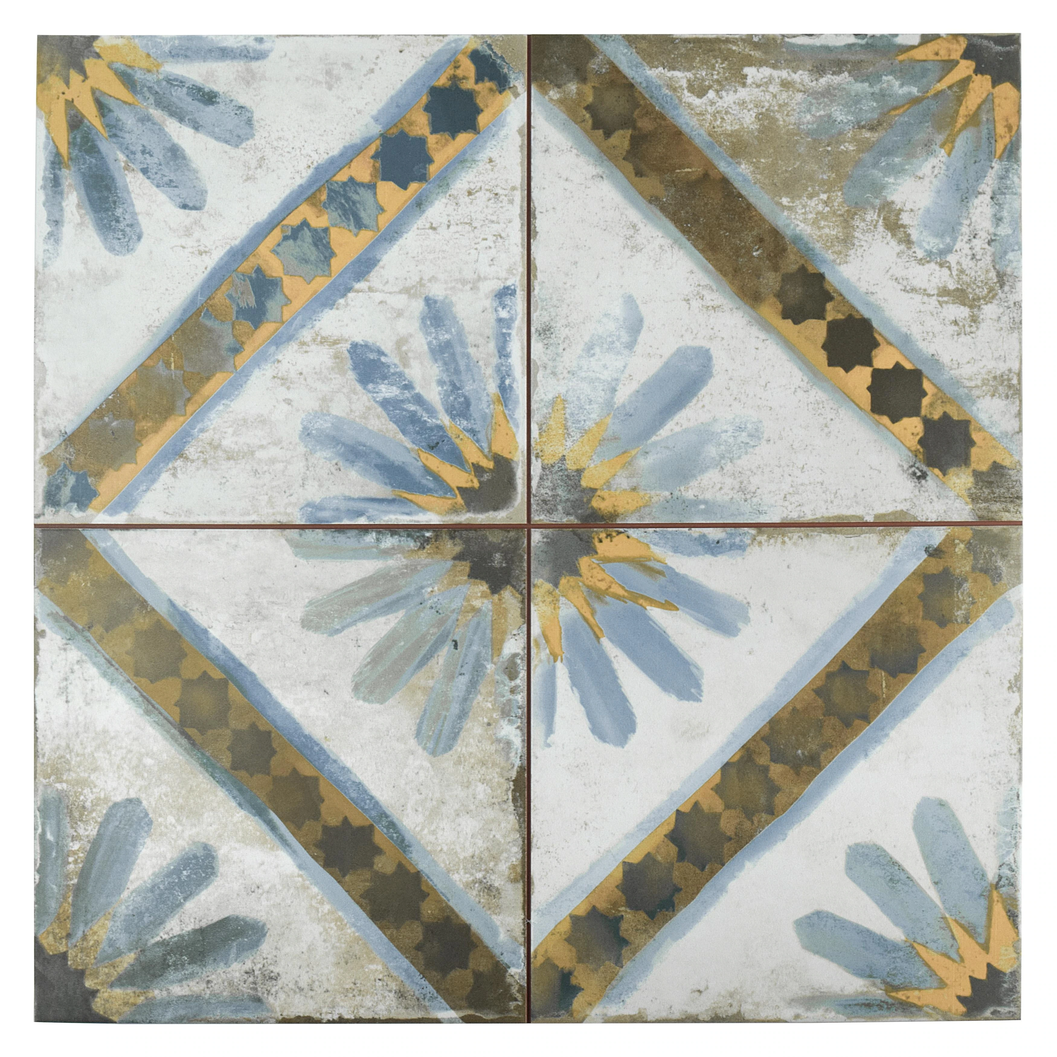 Merola Tile Kings Marrakech Blue 17-5/8" x 17-5/8" Ceramic Floor and ...