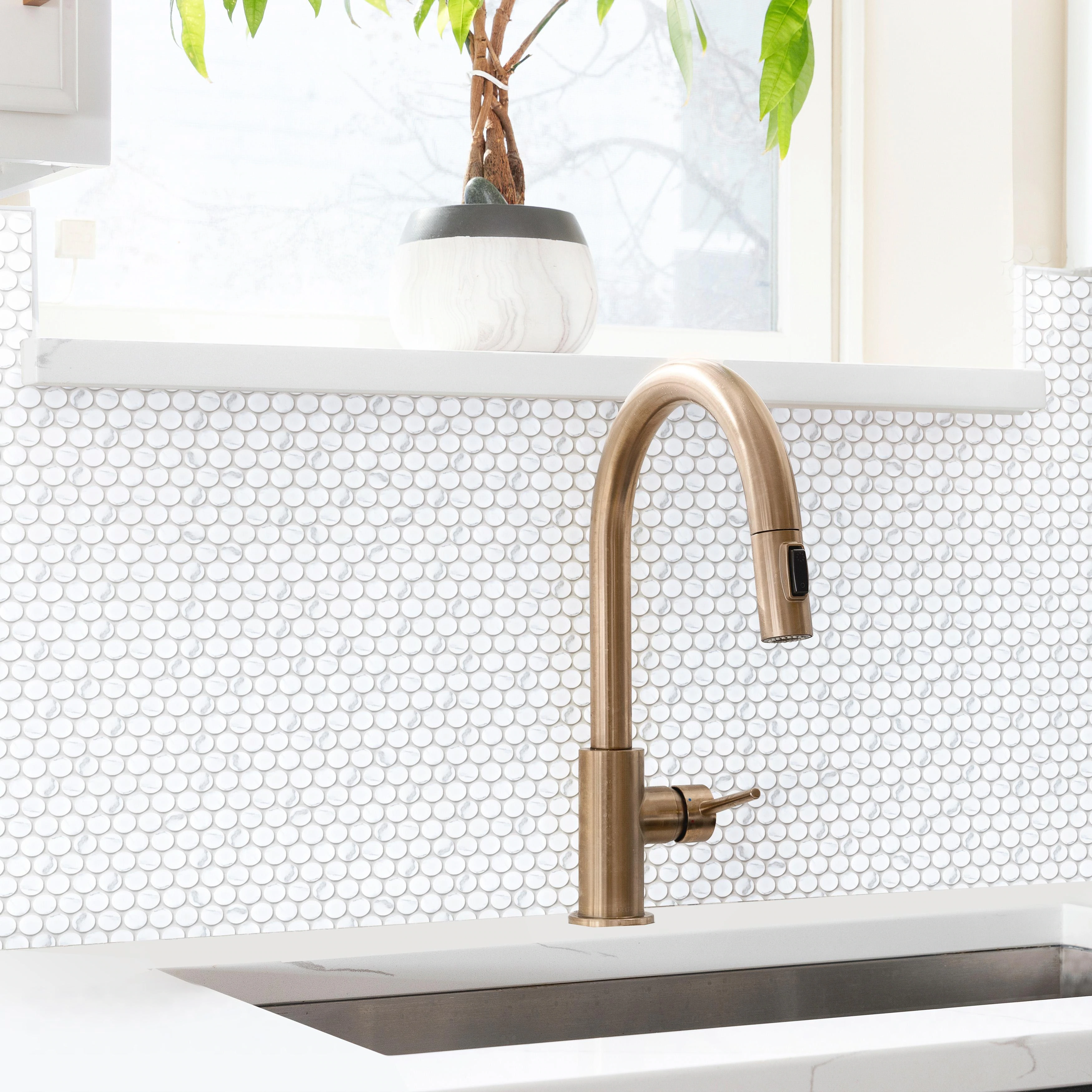 Merola Tile Carrione Penny Matte Carrara 9-3/4" x 11-1/2" Porcelain ...