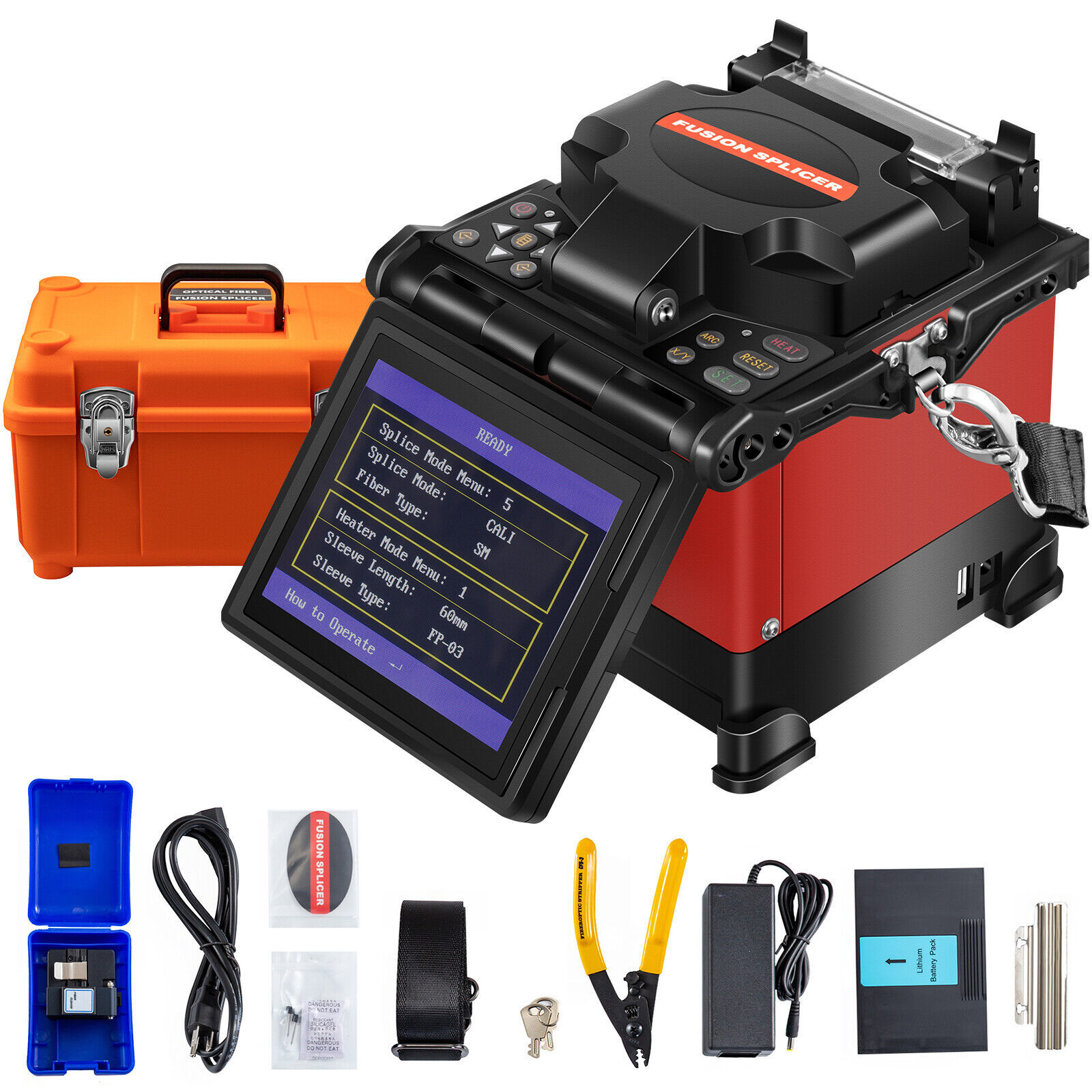VEVOR Fiber Fusion Splicer Kit Fiber Optic Welding Splicing Machine 9s ...