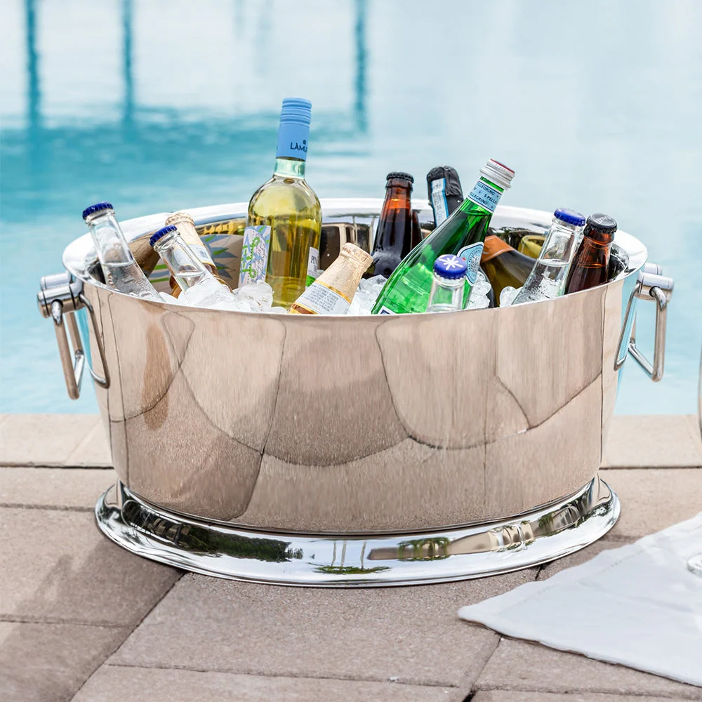 Sol Living Stainless Steel Beverage Tub for Parties Ice Bucket ...
