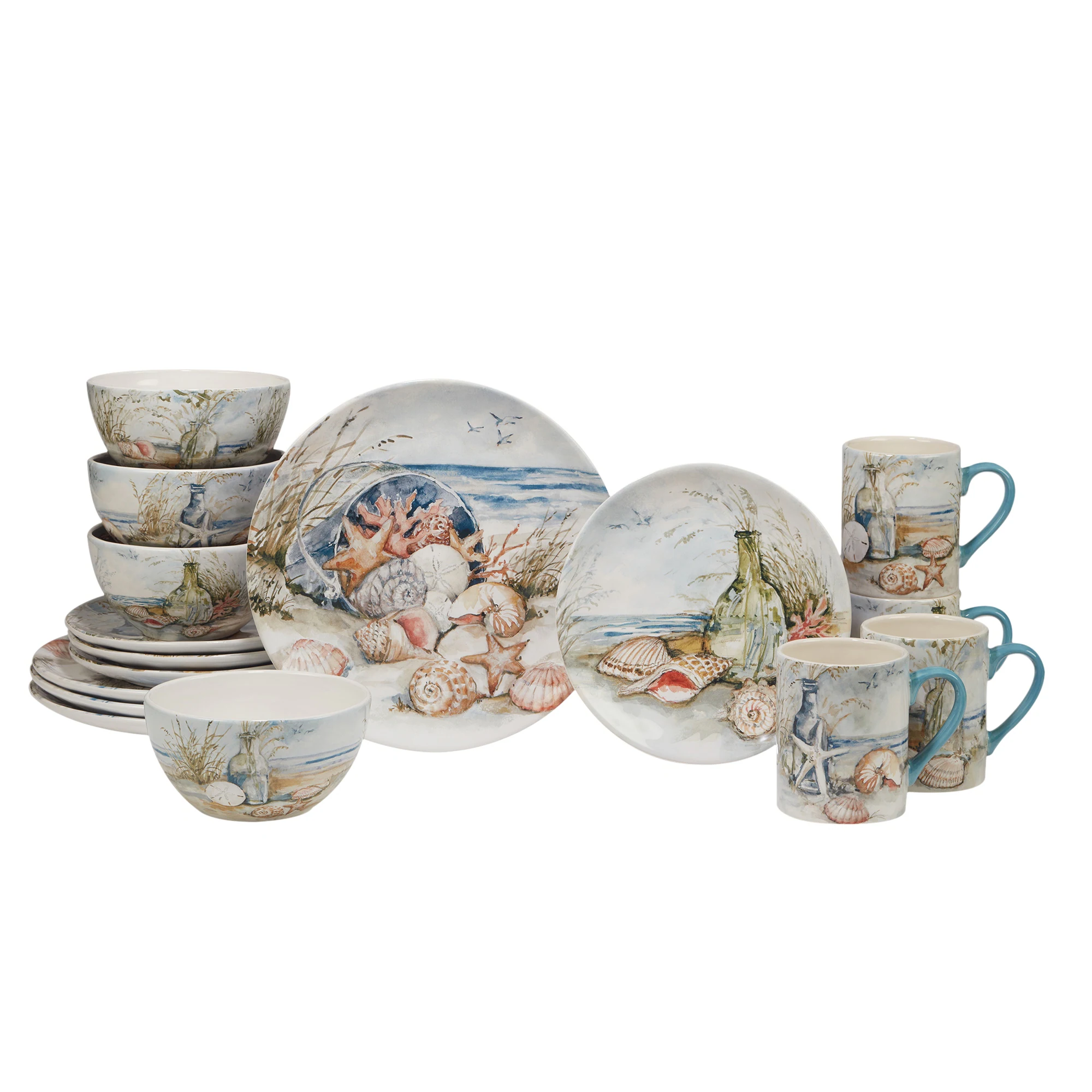 Certified International Coastal Landscape 16 Piece Dinnerware Set ...