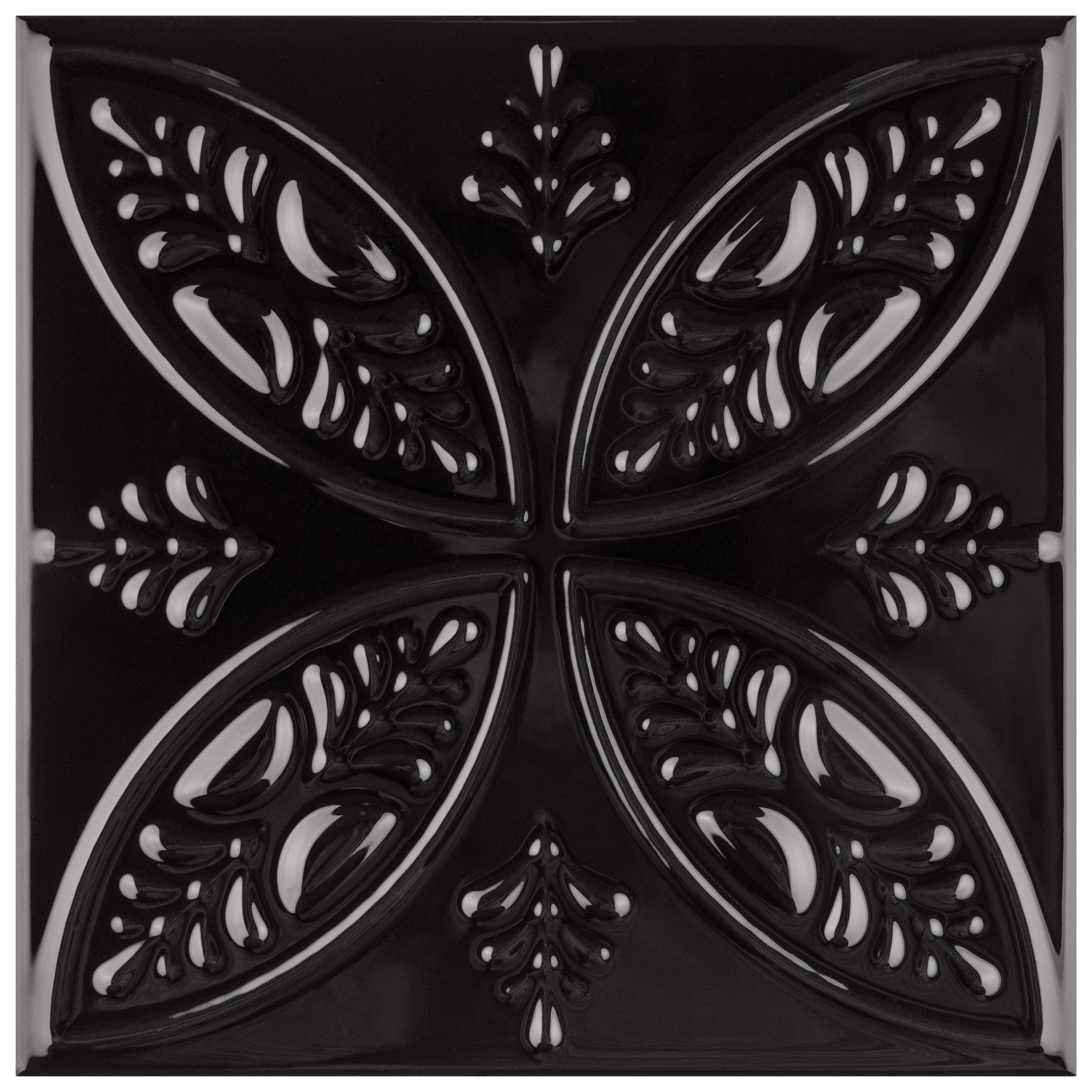 Merola Tile Trend Black 8" x 8" Ceramic Wall Tile - Arizona Outlet