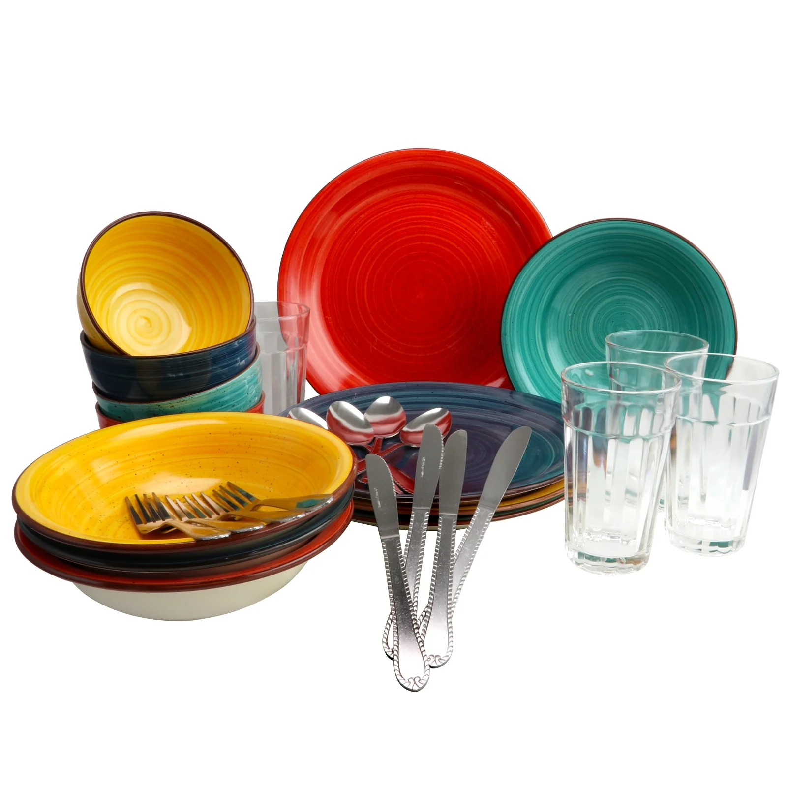 Gibson Swirl Speckled 28 Piece Mix and Match Dinnerware Combo Set ...
