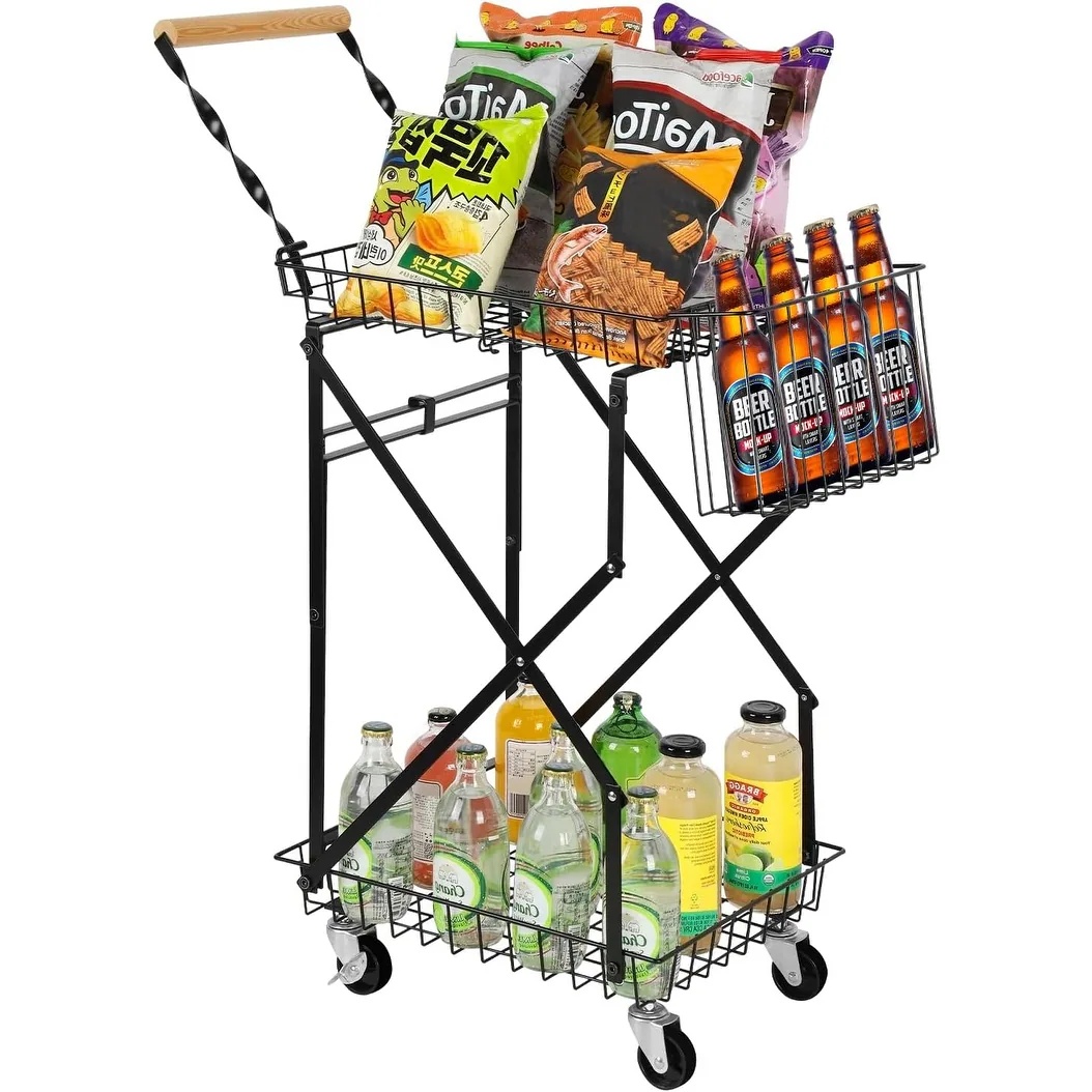 2-Tier Multifunctional Folding Shopping Cart - Arizona Outlet