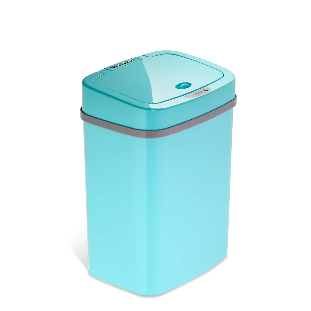 NINESTARS 3.2 Gallon Tiffany Blue Rectangular Motion Sensor Trash Can ...