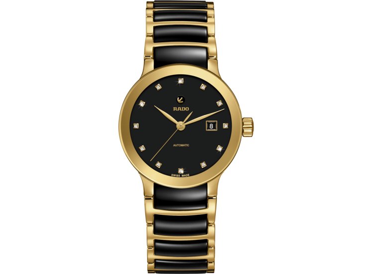 Rado Centrix Automatic Diamonds Black Dial Black/Gold Ceramic/Stainless ...
