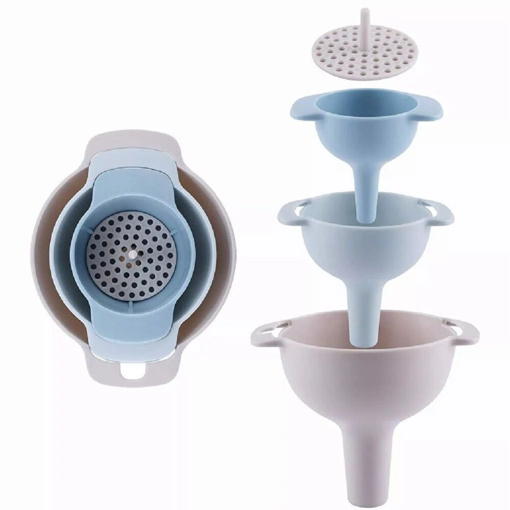 3-Piece Kitchen Funnel Set with Detachable Strainer - Arizona Outlet