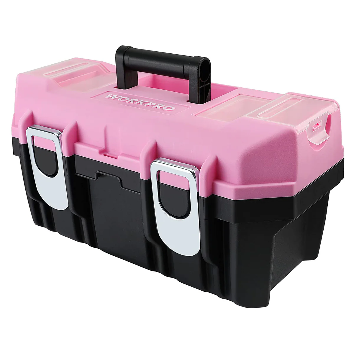 WORKPRO 16-inch Tool Box, Pink Plastic Toolbox with Metal Latch and ...