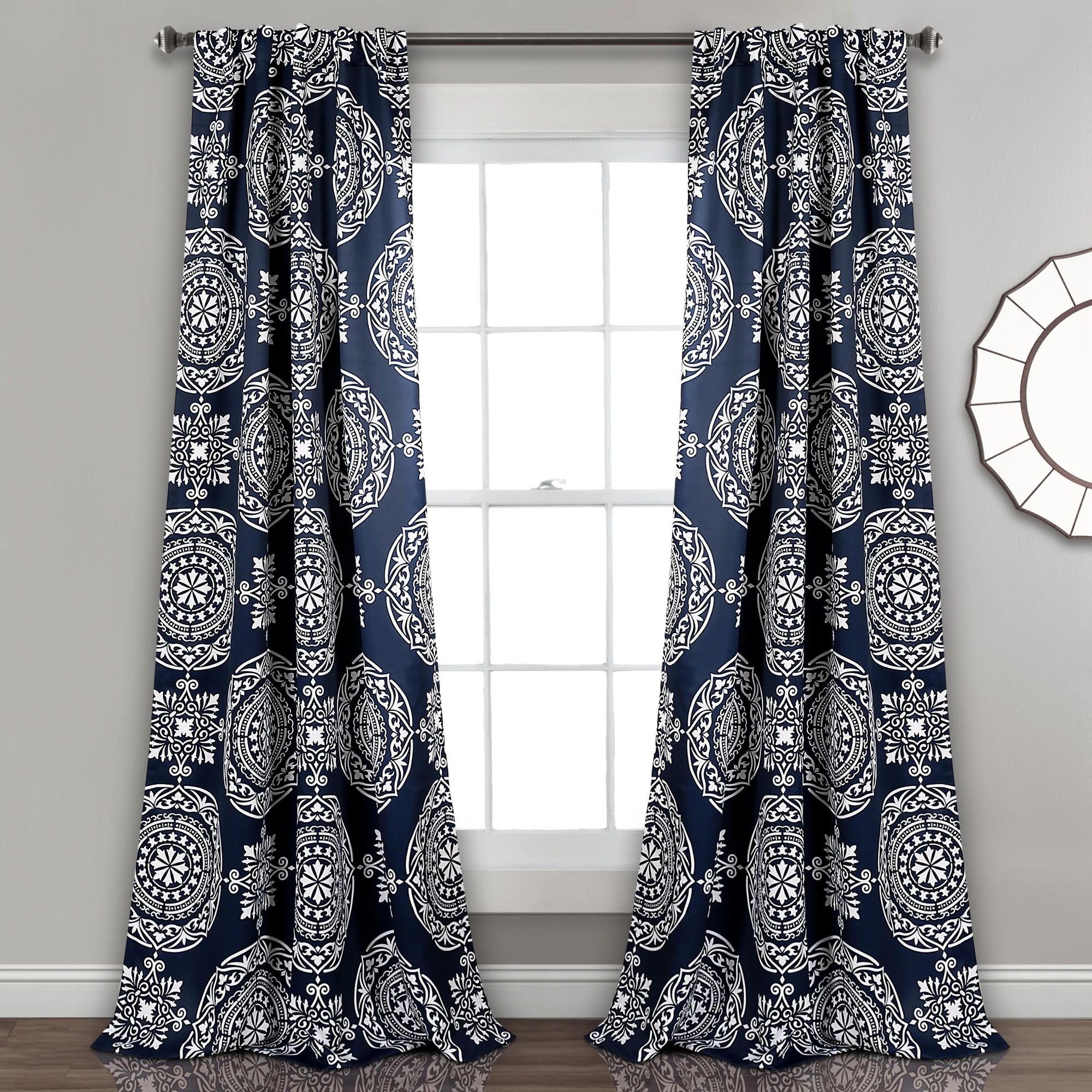 Lush Decor Karmen Medallion Room Darkening Window Curtain Panel Pair ...