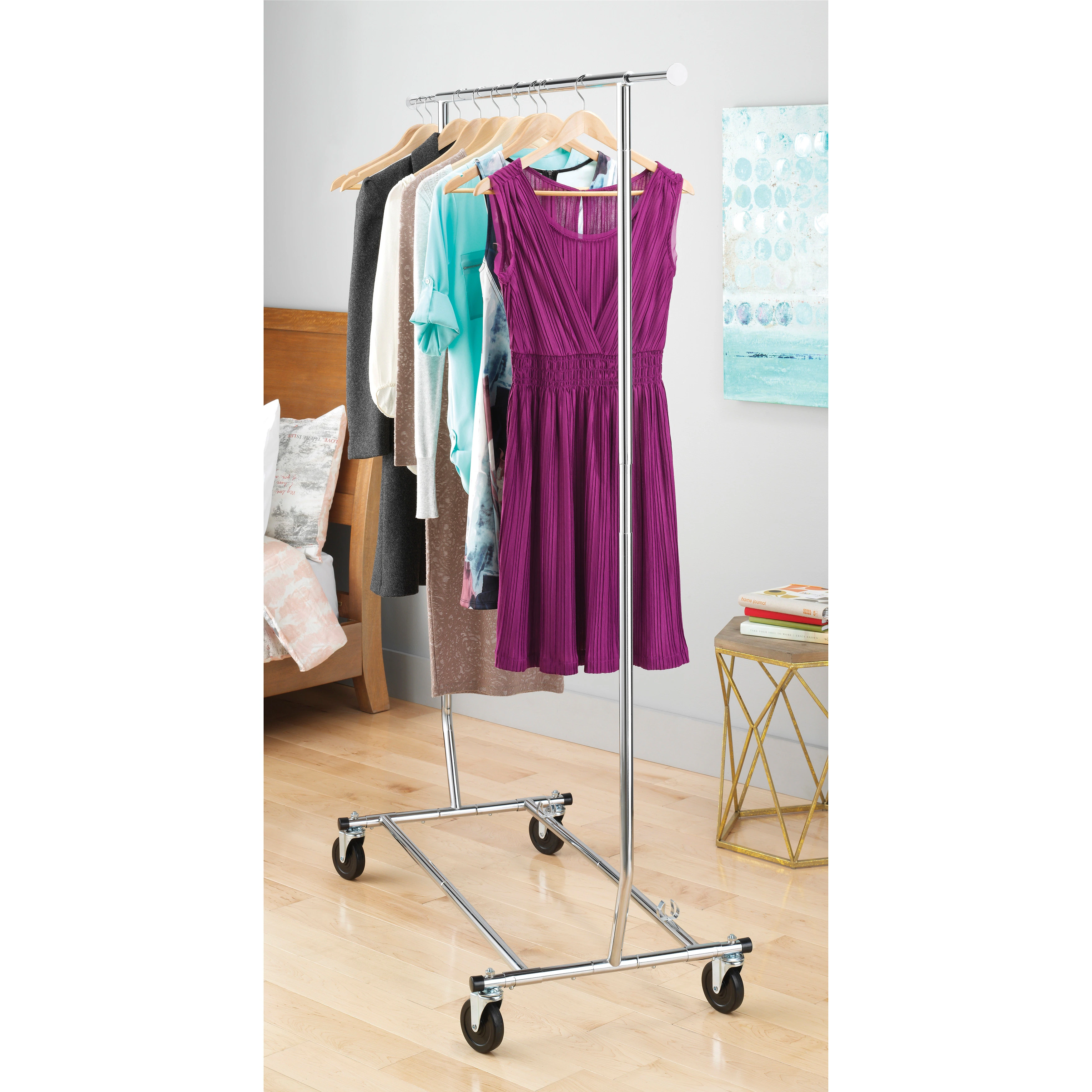 Whitmor Collapsible Rolling Garment Rack - Chrome - Costco Arizona