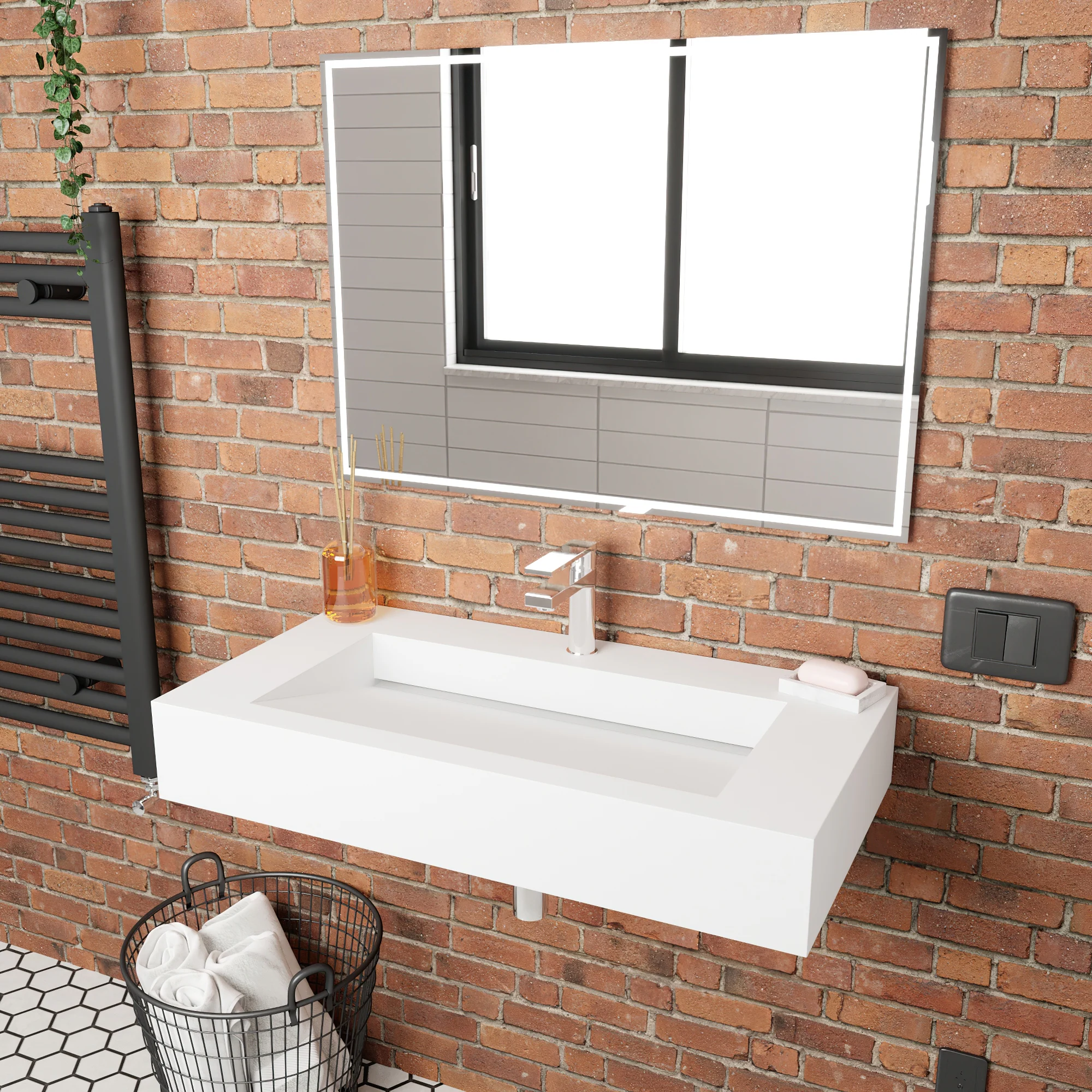 Pyramid Solid Surface Wall-Mounted Bathroom Sink - Overstock Arizona