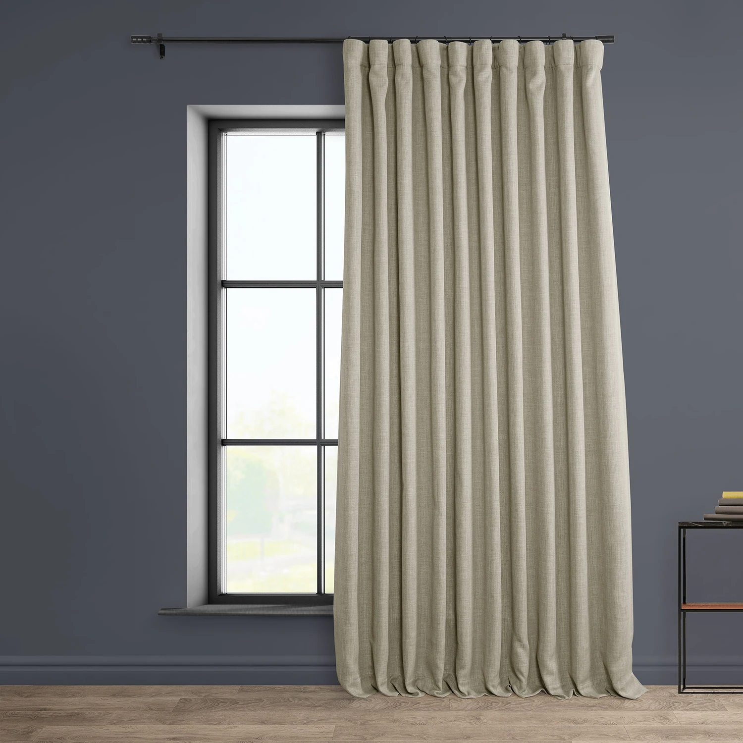Exclusive Fabrics Faux Linen Extra Wide Room Darkening Curtains (1 ...