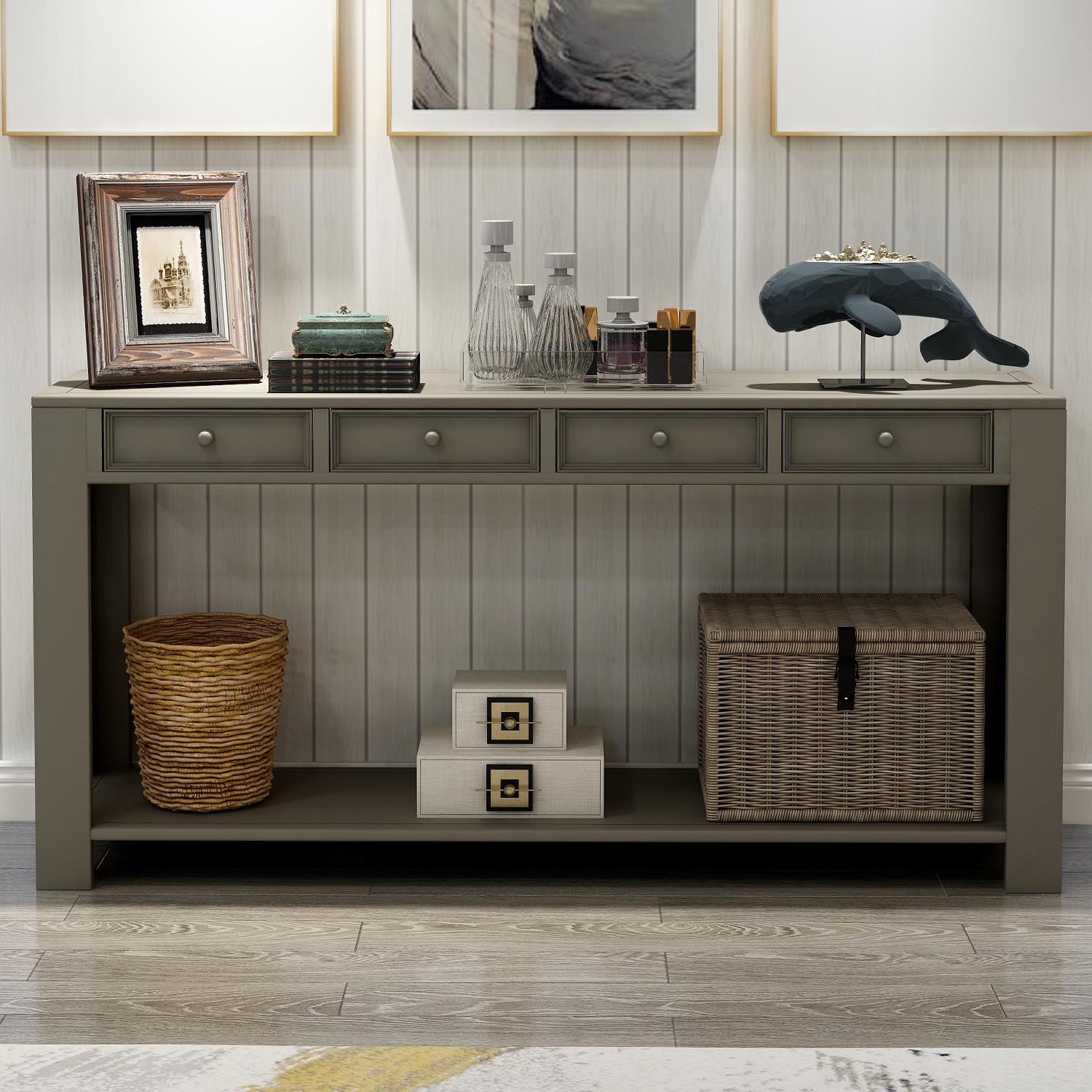 Zimtown Modern Farmhouse Wood Buffet Sideboard Console Sofa Table Side ...