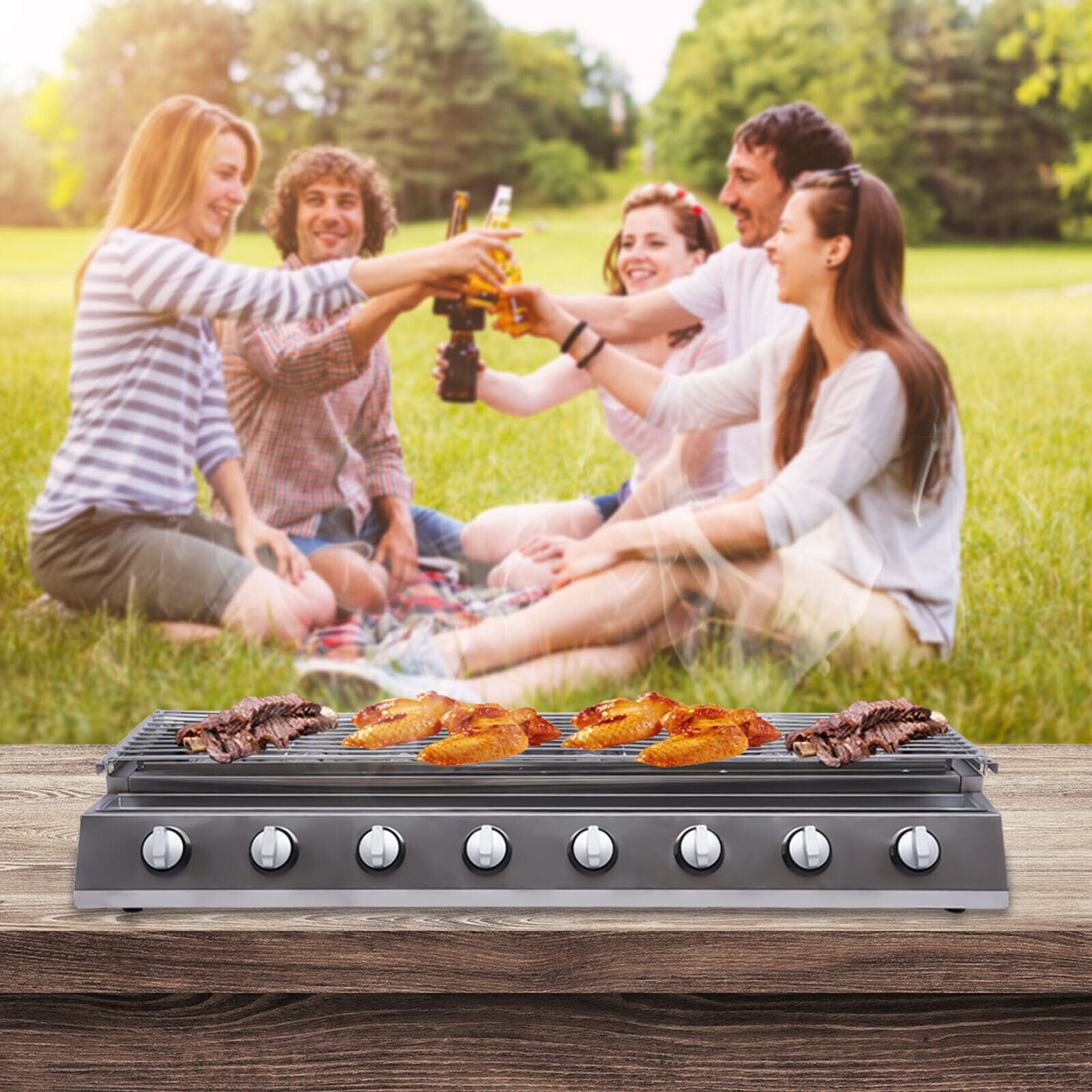 DENEST 8 Burners High Efficient Barbecue Grill Commercial Outdoor ...
